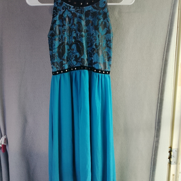 D-Signed | Dresses | Disney Blue And Black Halter Formal Dress | Poshmark